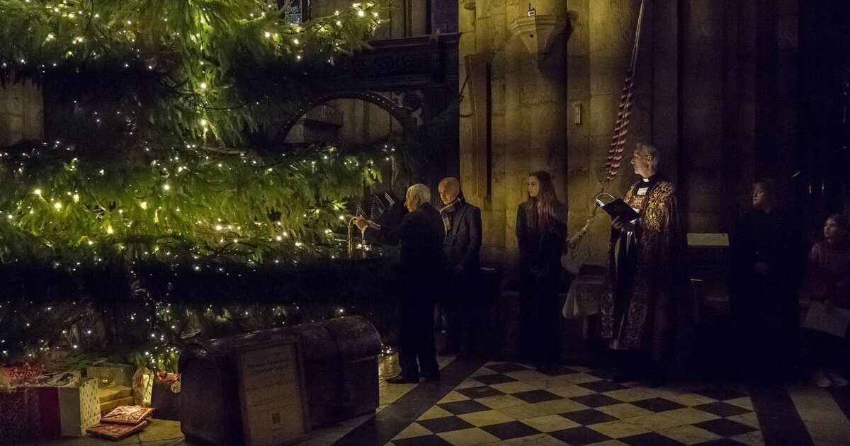 Durham Cathedral's giant Christmas tree lit during service 2024 ...